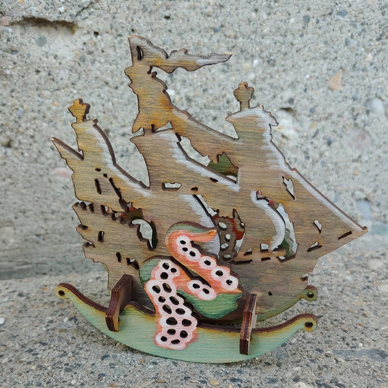 Kraken Laser Cut Wooden Puzzle Rocker. Vector File for Laser - Etsy