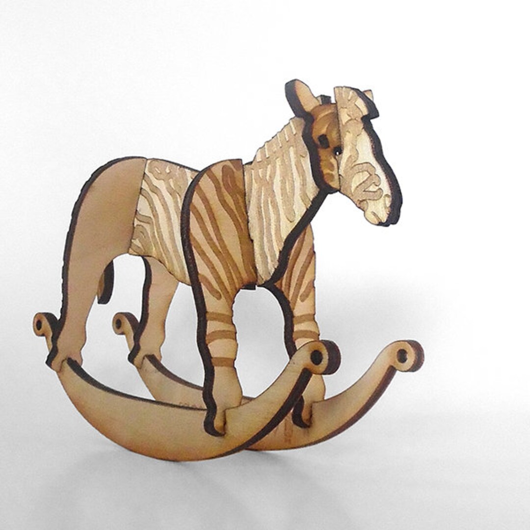 Zebra Laser Cut Wooden Puzzle Rocker. Vector File for Laser Cutting ...