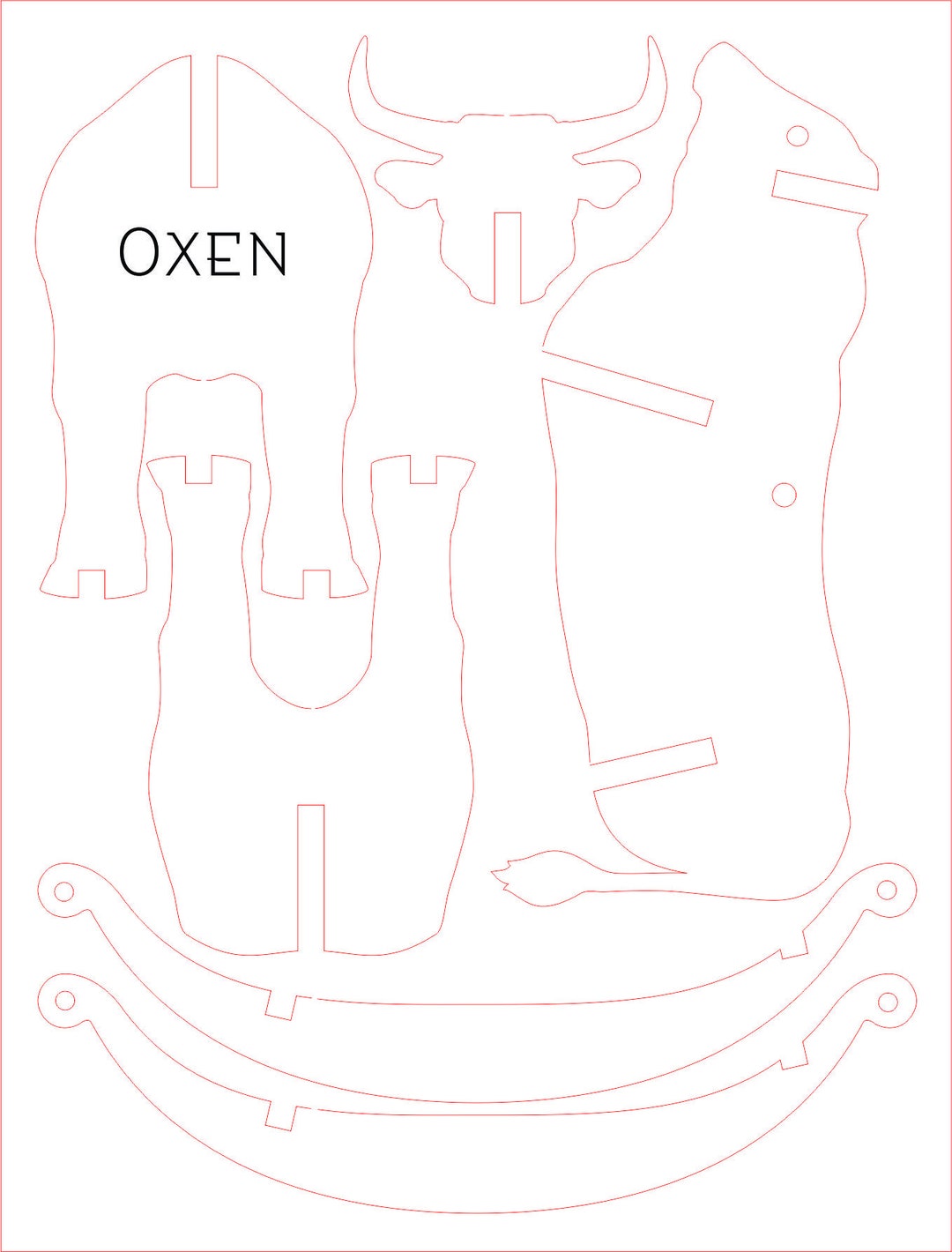 Oxen Laser Cut Wooden Puzzle Rocker. Vector File for Laser Cutting, CNC ...