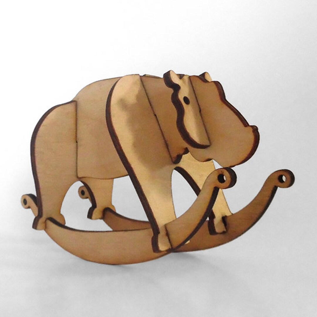 Hippo Laser Cut Wooden Puzzle Rocker. Vector File for Laser Cutting ...