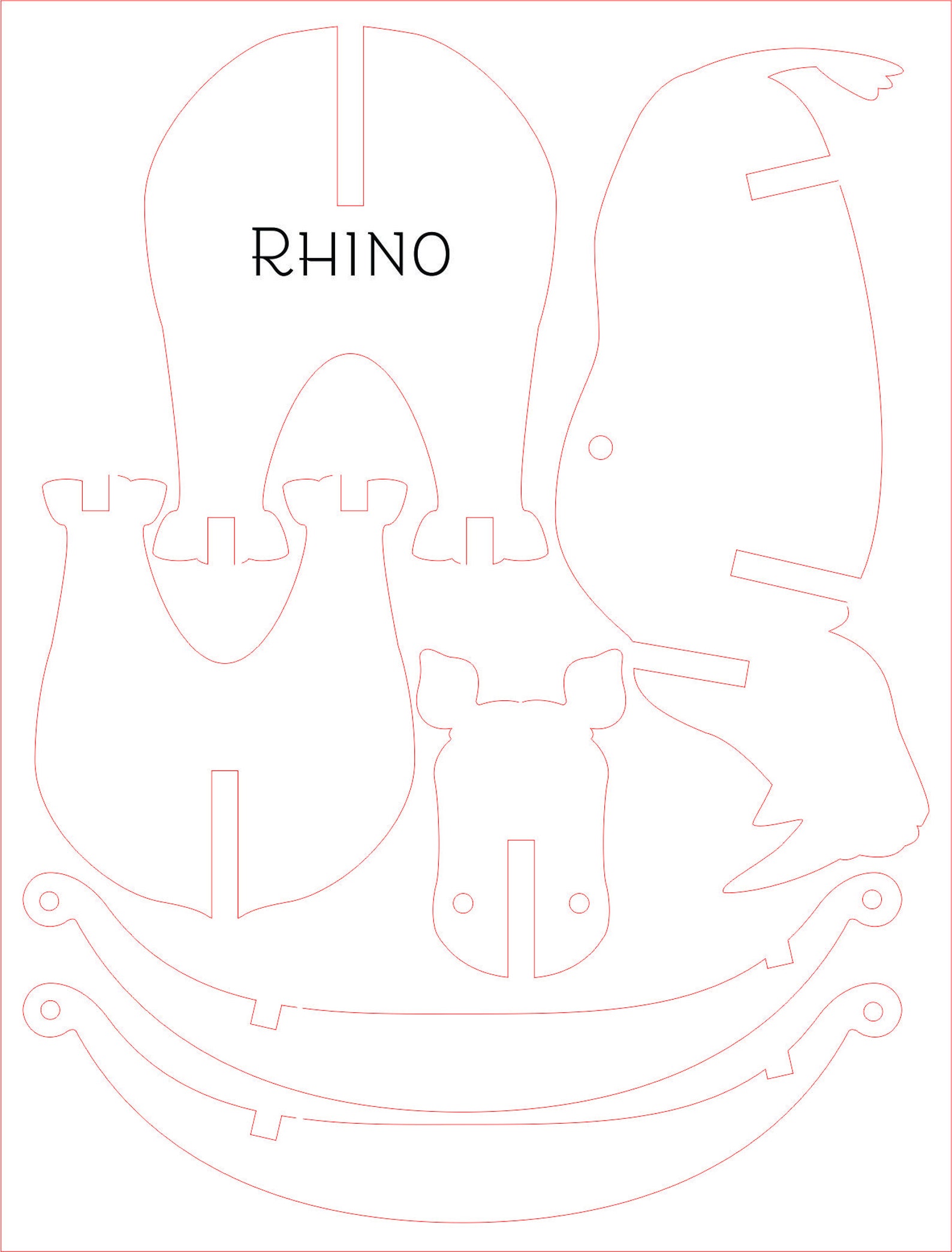 Rhino Rocker Laser Cut Wooden Puzzle, CNC Vector File (digital Download ...
