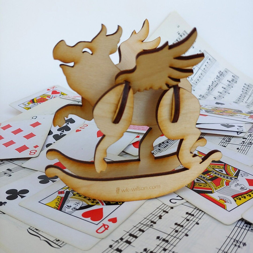 Flying Pig Laser Cut Wooden Puzzle Rocker. Vector File for Laser ...
