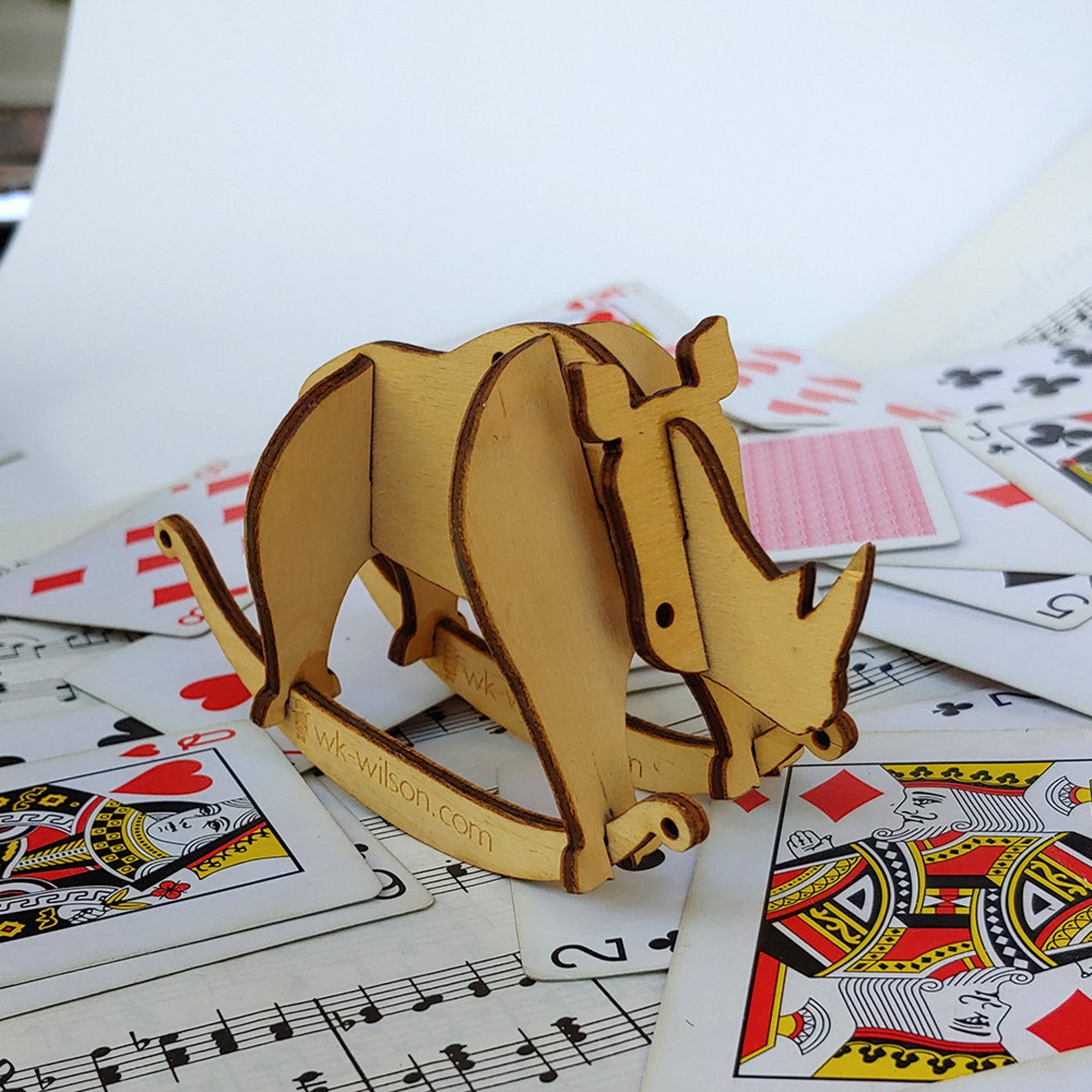 Rhino Laser Cut Wooden Puzzle Rocker. Vector File for Laser Cutting ...