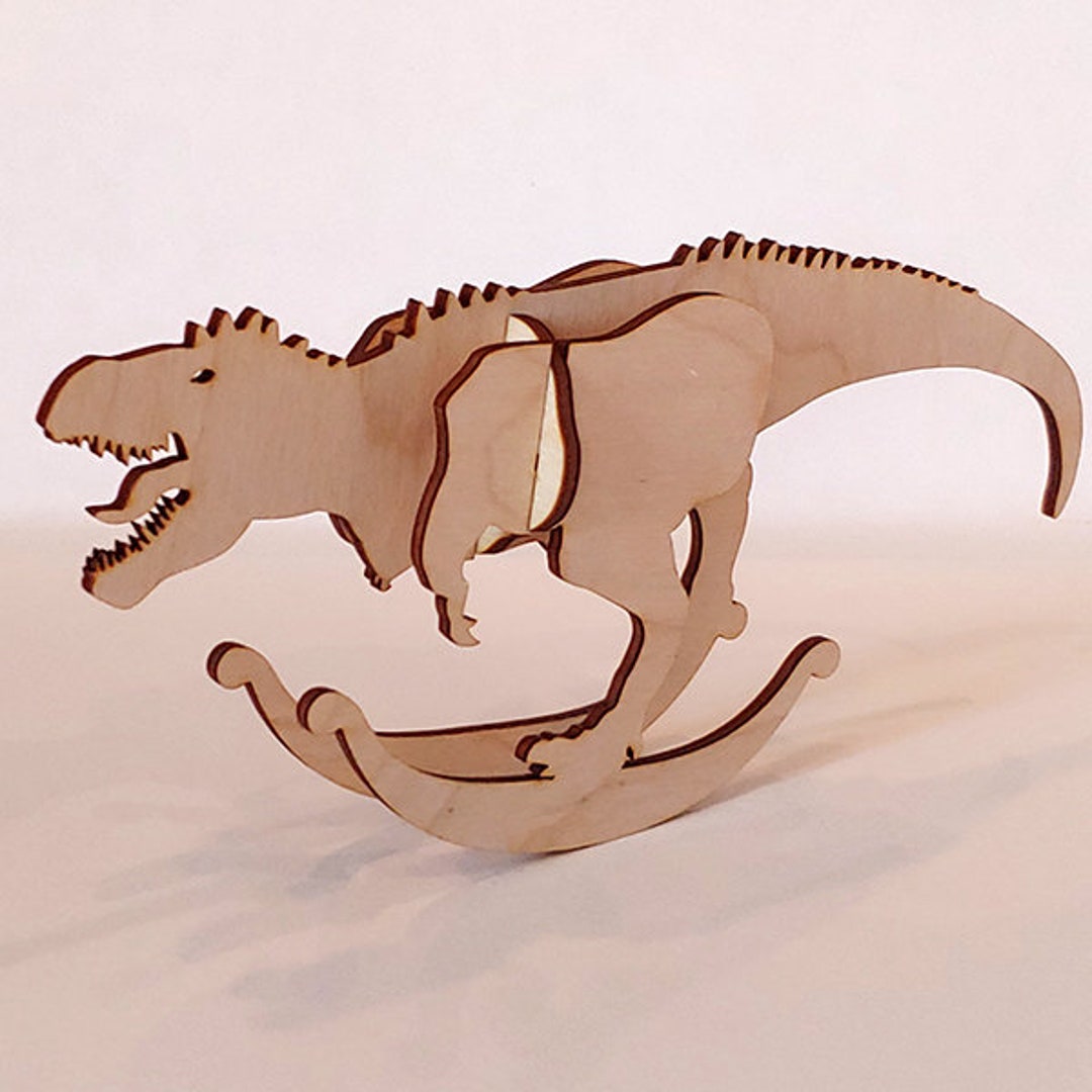 T-rex Laser Cut Wooden Puzzle Rocker. Vector File for Laser Cutting ...