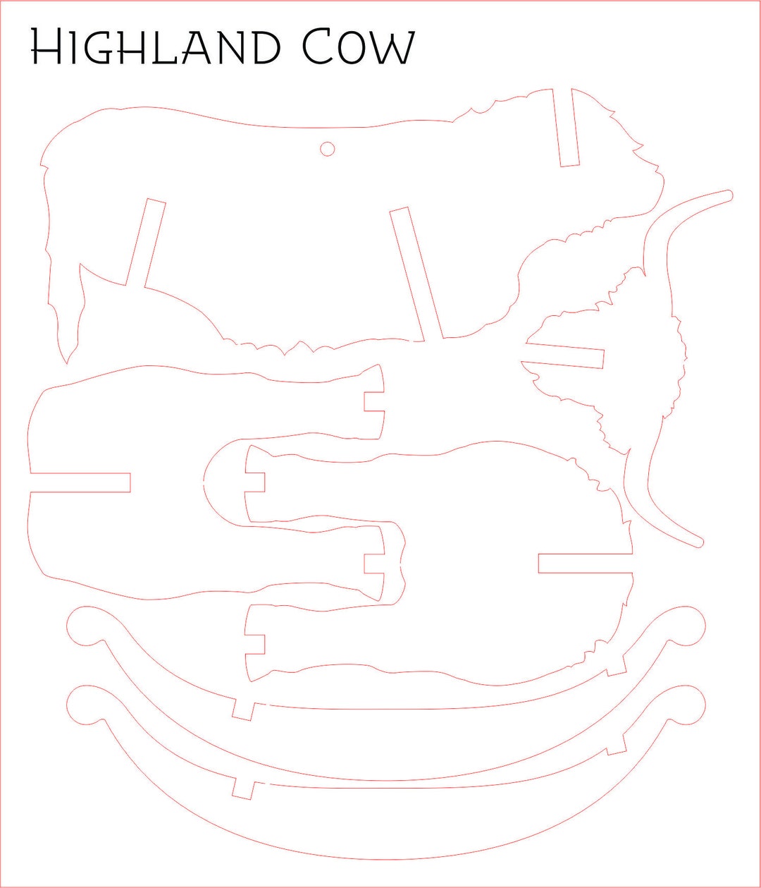 Highland Cow Laser Cut Wooden Puzzle Rocker Template. Vector File for ...