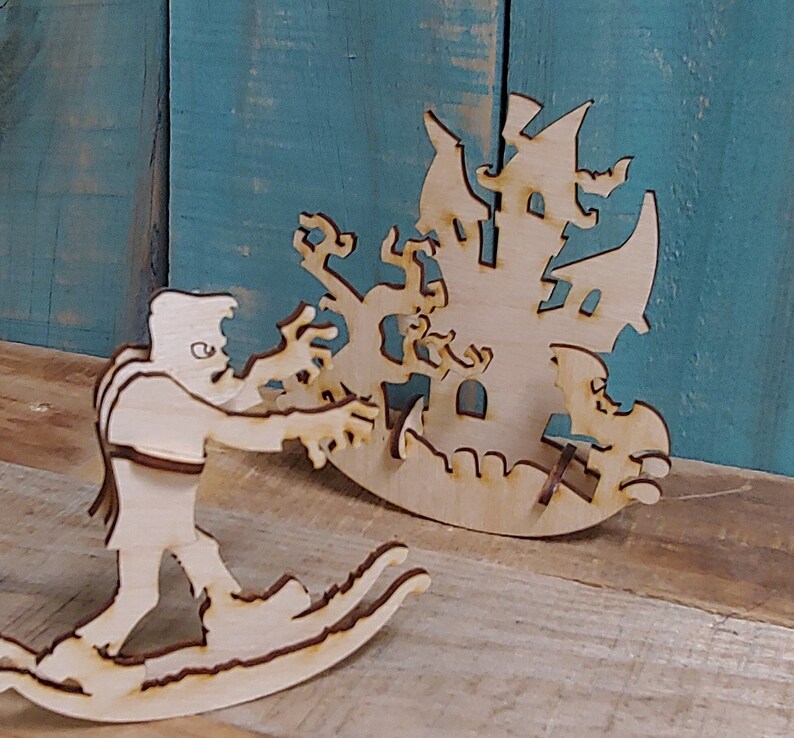 Haunted House Wooden Puzzle Rocker Laser Cut Vector File (digital ...