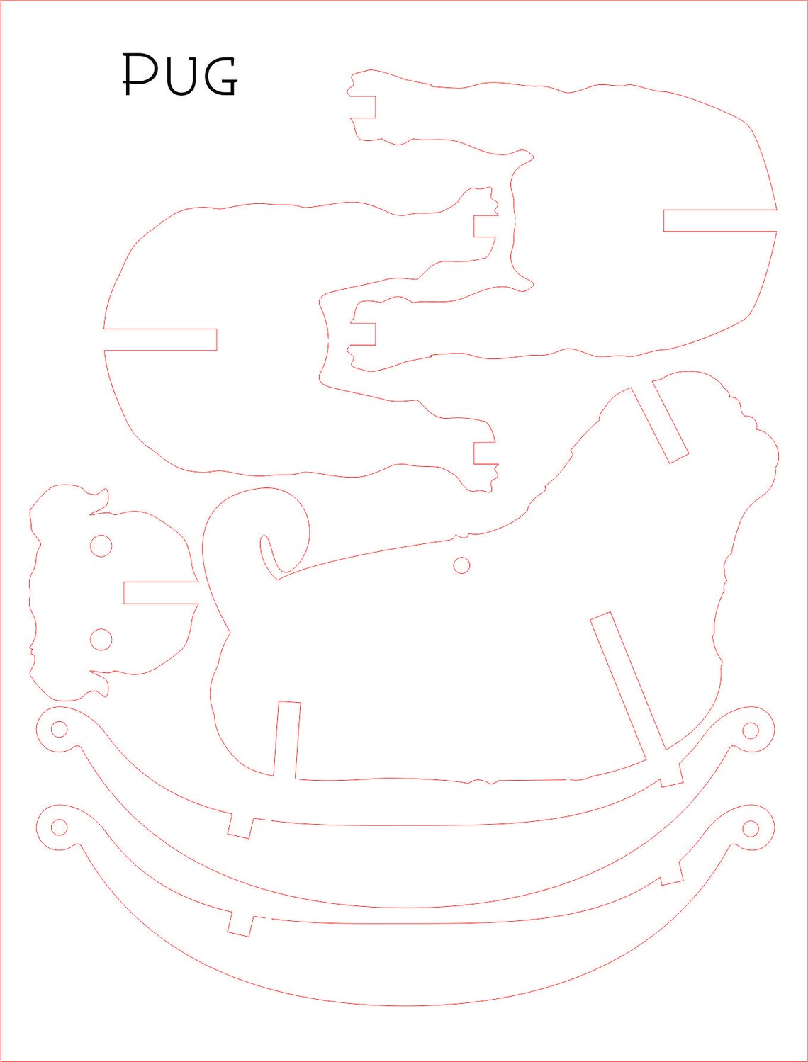 Pug Dog Laser Cut Wooden Puzzle Rocker. Vector File for Laser Cutting ...