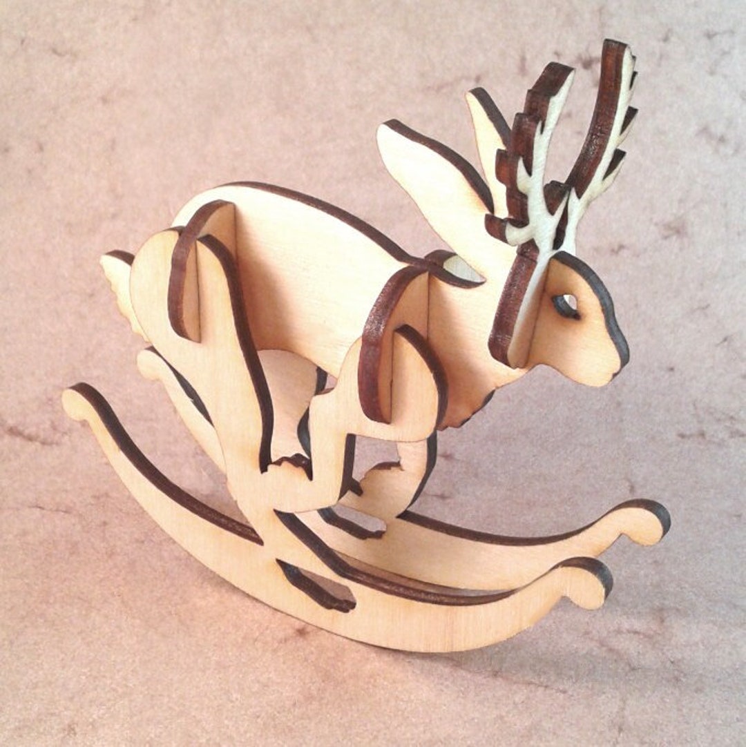Jackalope Laser Cut Wooden Puzzle Rocker. Vector File for Laser Cutting ...