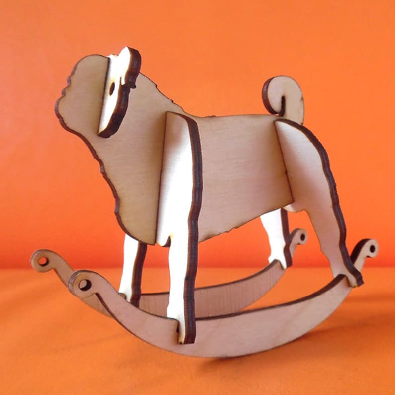 Pug Dog Laser Cut Wooden Puzzle Rocker. Vector File for Laser - Etsy