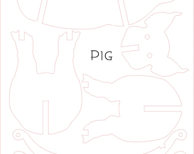 Pig Laser Cut Wooden Puzzle Rocker. Vector File for Laser - Etsy