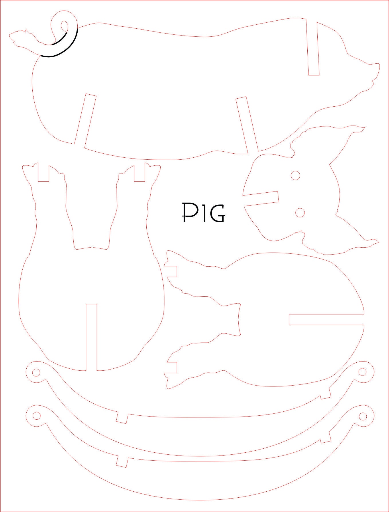 Pig Laser Cut Wooden Puzzle Rocker. Vector File for Laser Cutting, CNC ...