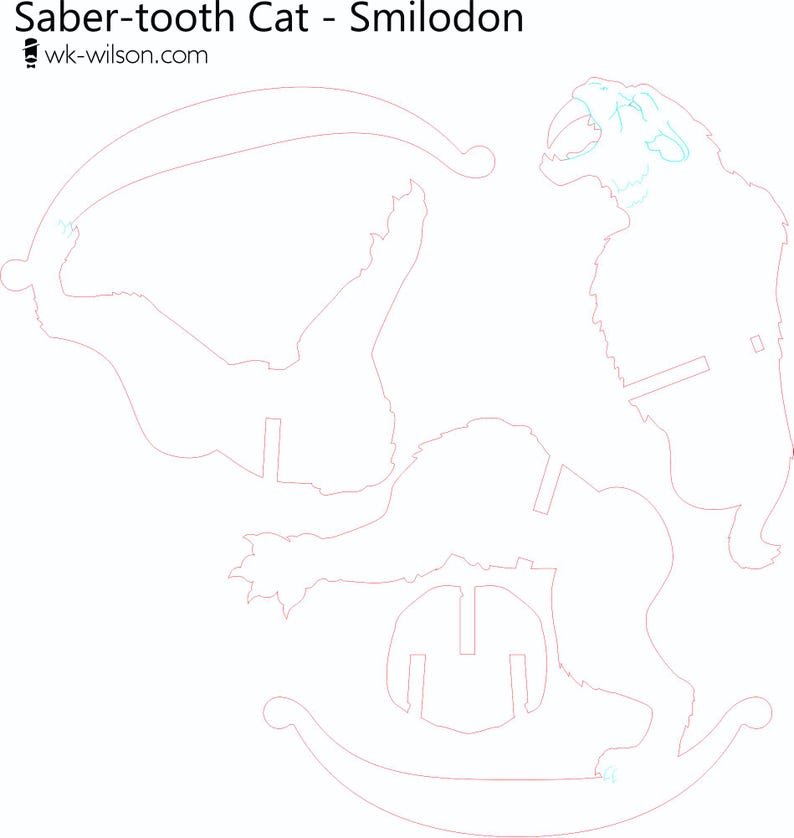 Smilodon Saber-tooth Cat Wooden Puzzle Rocker - Laser Cut Vector File ...
