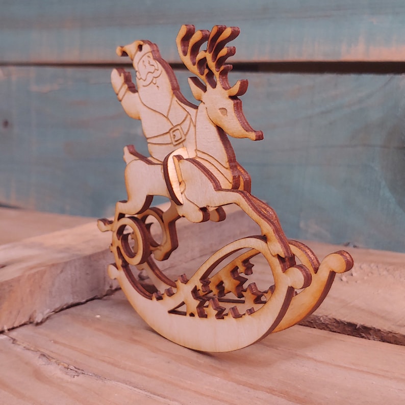 Santa on Reindeer Laser Cut Wooden Puzzle Rocker. Vector File - Etsy