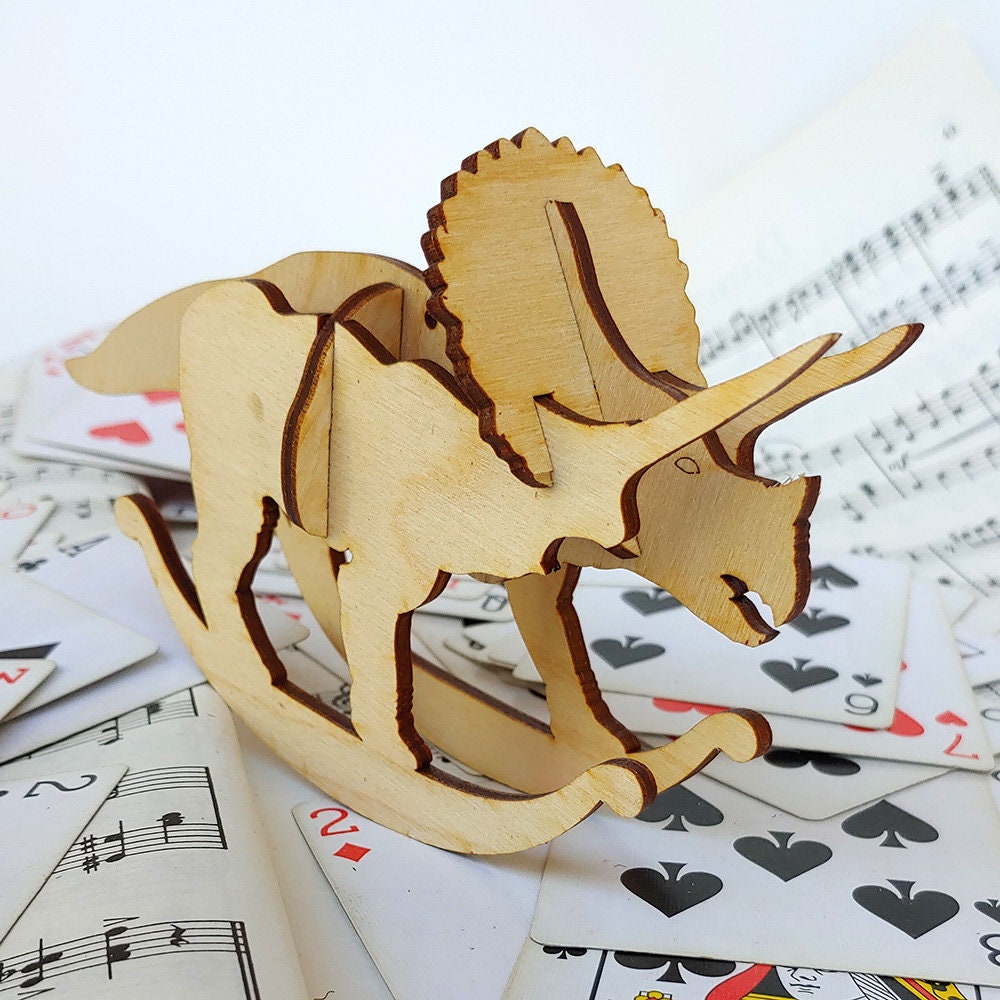 Triceratops Laser Cut Wooden Puzzle Rocker. Vector File for Laser ...