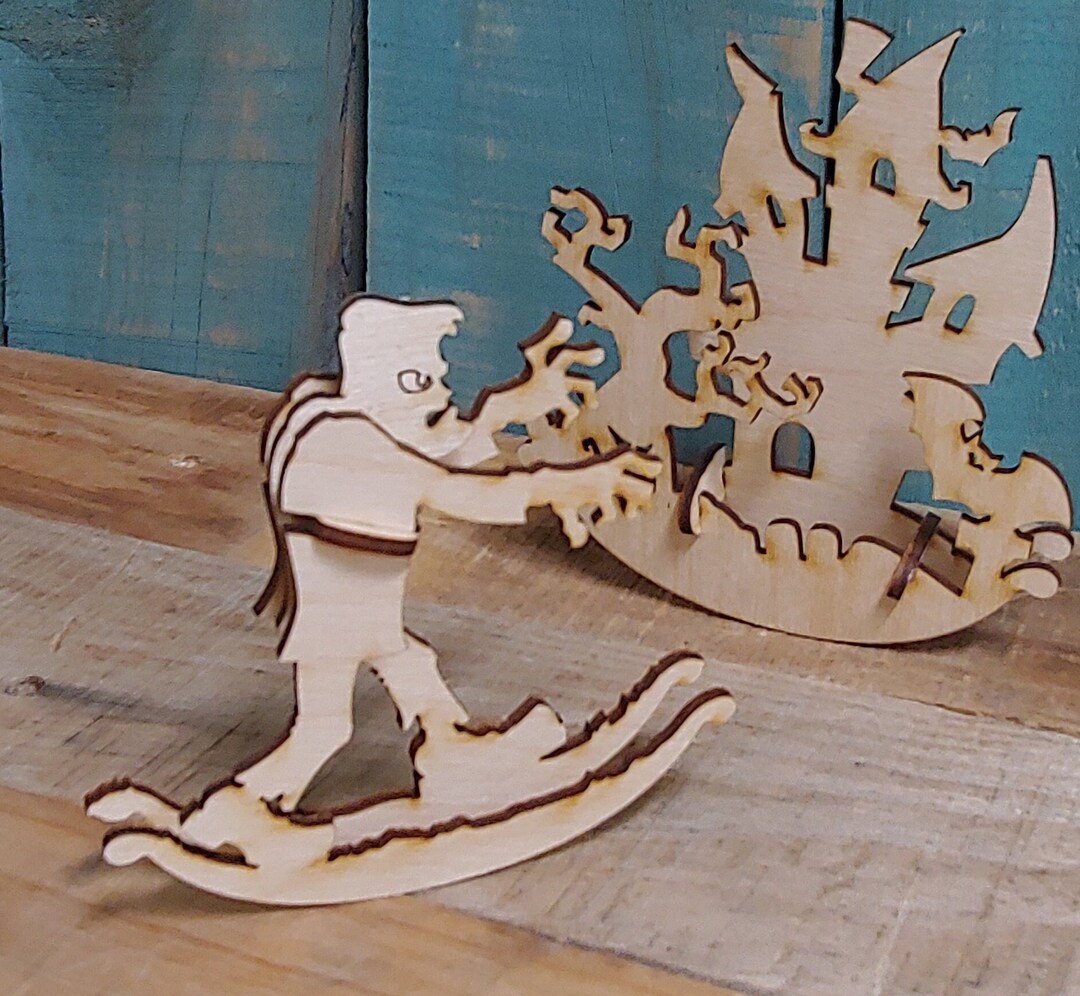 Frankenstein Laser Cut Wooden Puzzle Rocker. Vector File for Laser ...