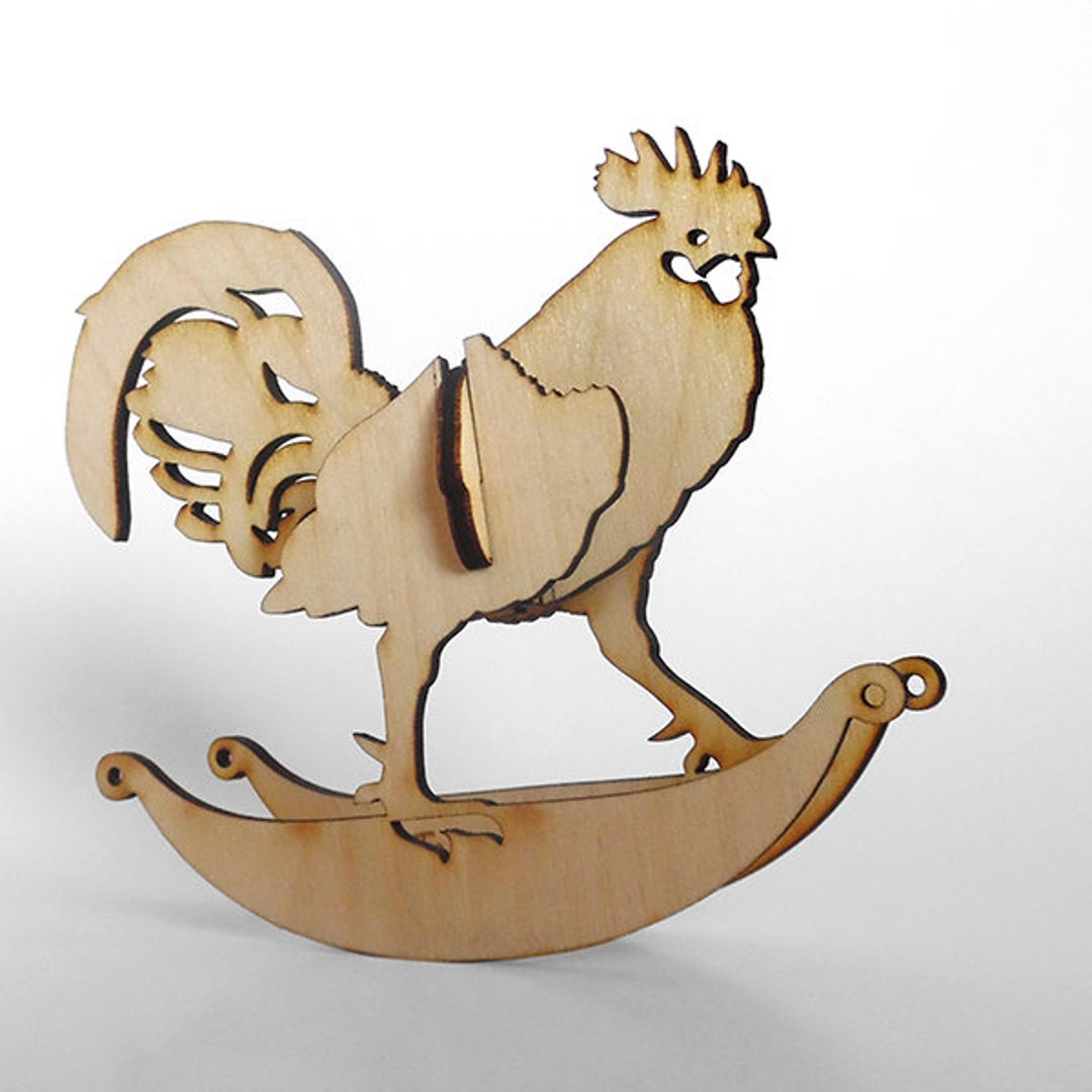 Rooster Laser Cut Wooden Puzzle Rocker. Vector File for Laser Cutting ...