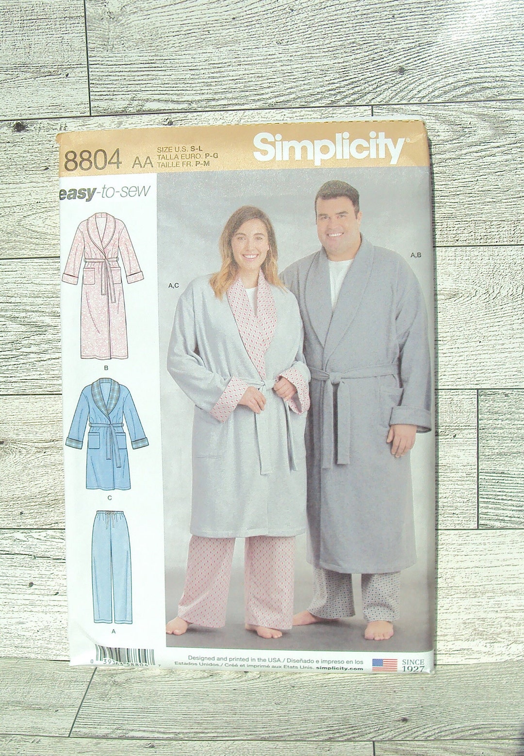 Simplicity Sewing Pattern 8804 Women's Plus Size & Men's Robe and Pants ...