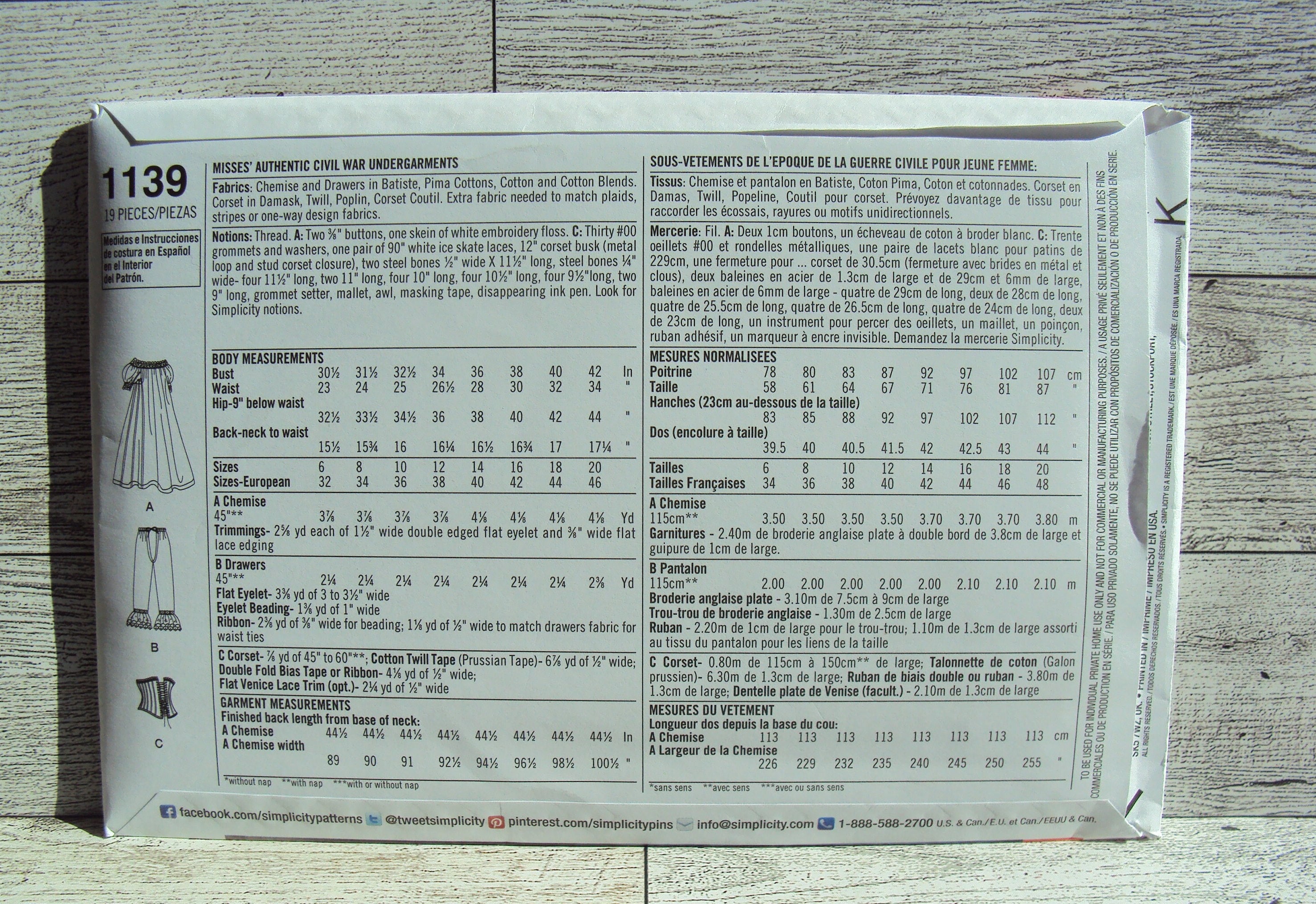 Simplicity Sewing Pattern 1139 Authentic Civil War Bloomers, Chemise ...