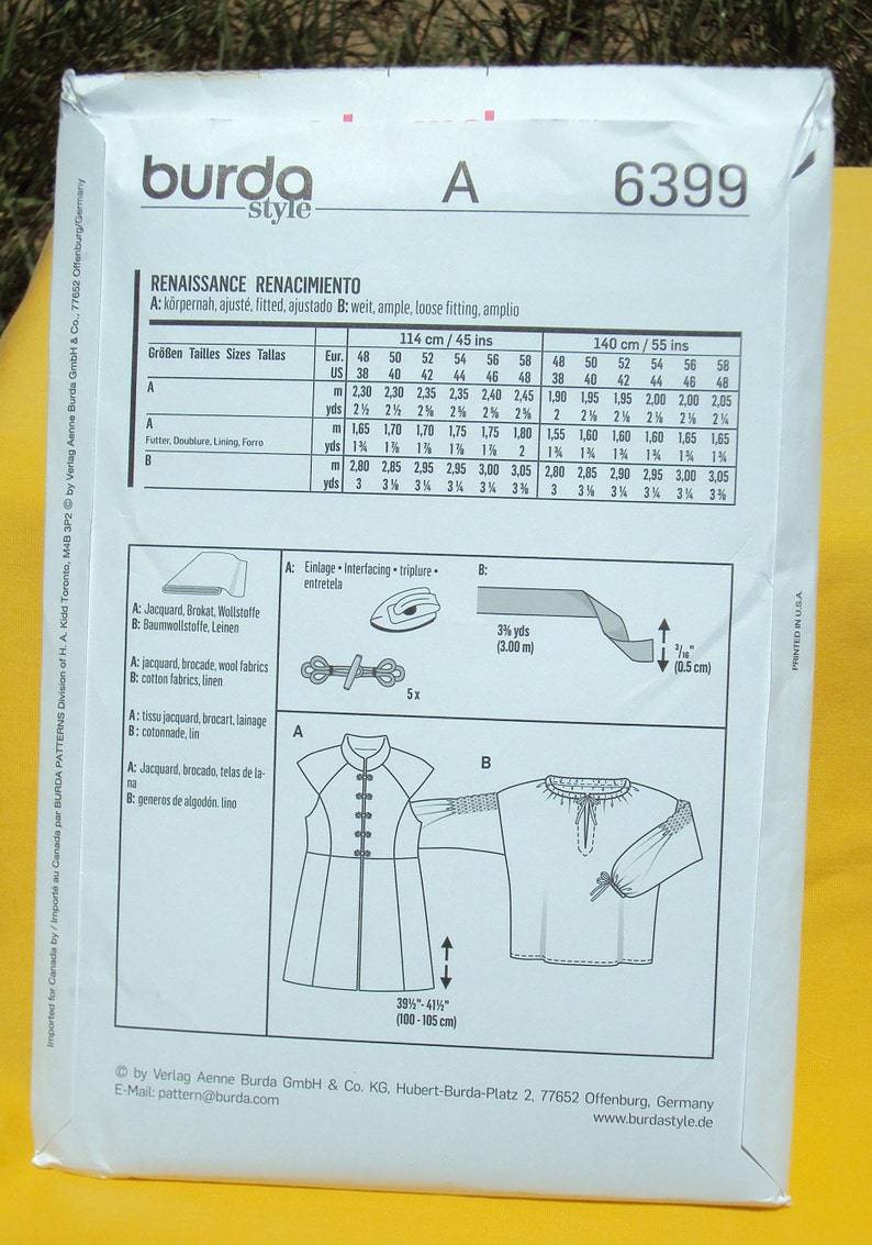 Burda Sewing Pattern 6399 Men's Renaissance Shirt & - Etsy