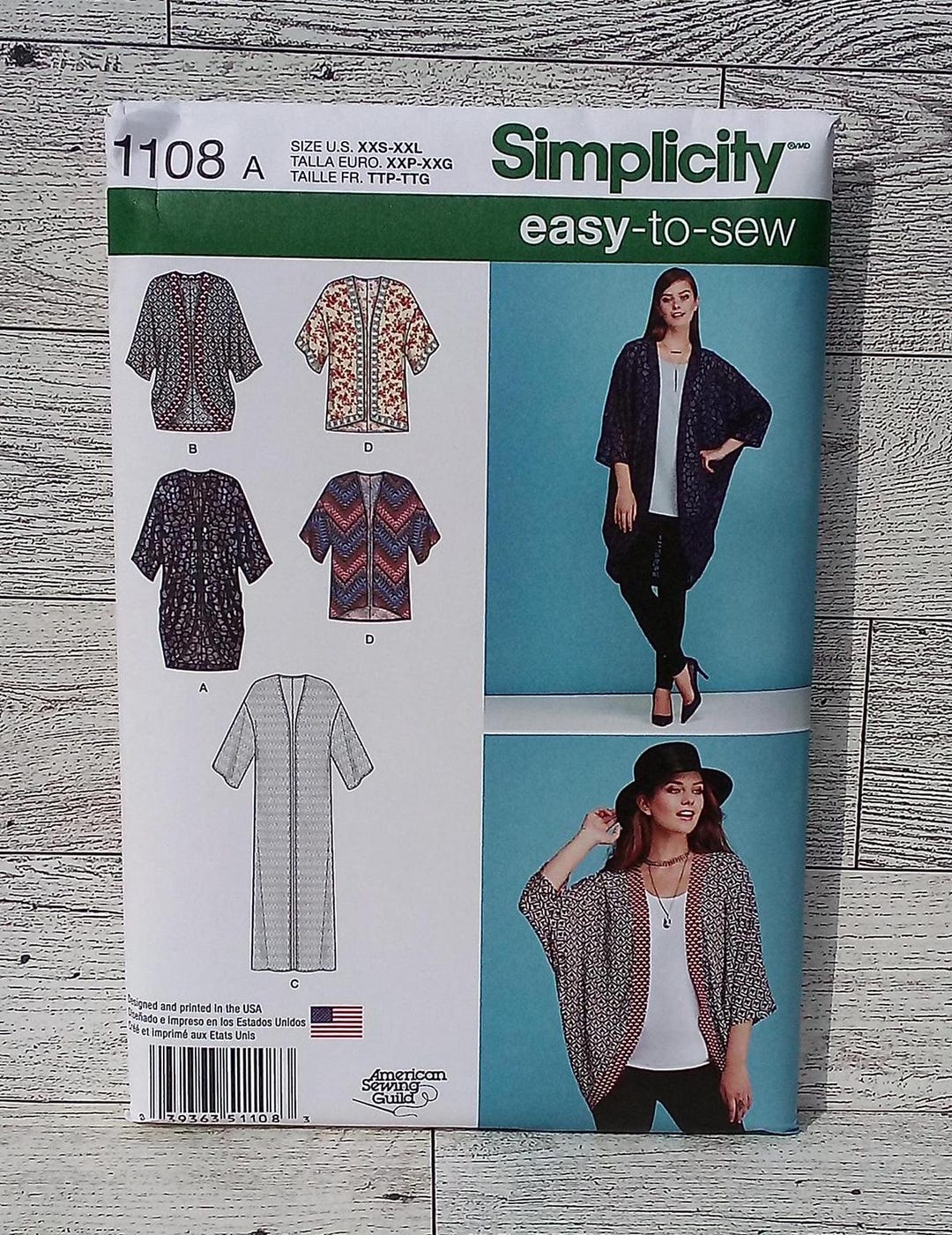 Simplicity Easy Sewing Pattern 1108 - Misses Kimono's & Duster in ...