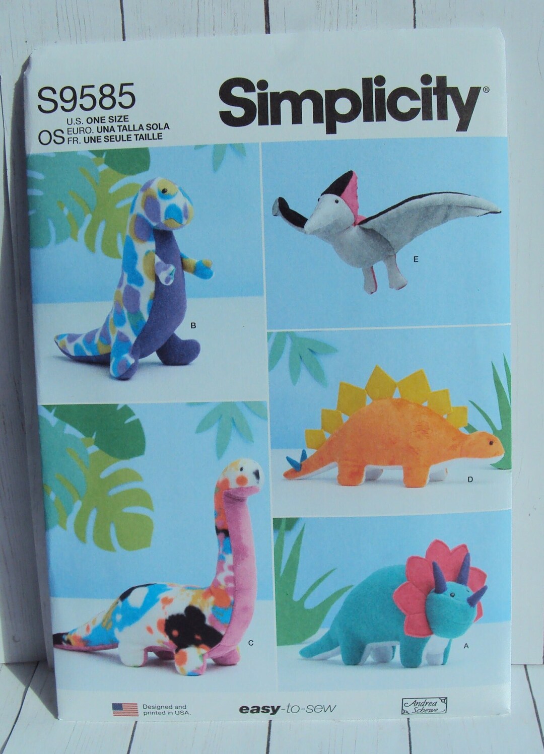 Simplicity Sewing Pattern 9585 Plush Dinosaurs Triceratops Stegosaurus ...