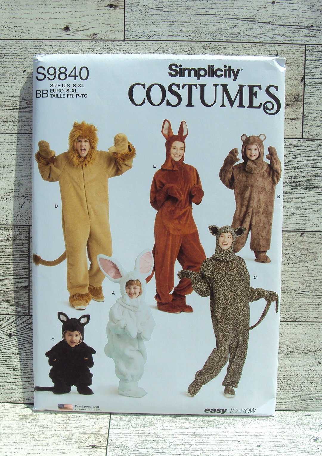Simplicity Sewing Pattern 9840 Children's and Adult's Animal Costumes ...