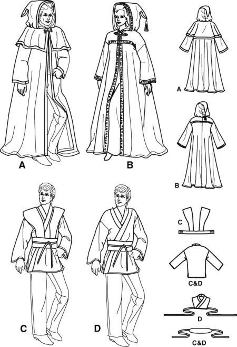 Simplicity Sewing Pattern 5840 - Unisex Star Wars Jedi Cloak, Tunic ...