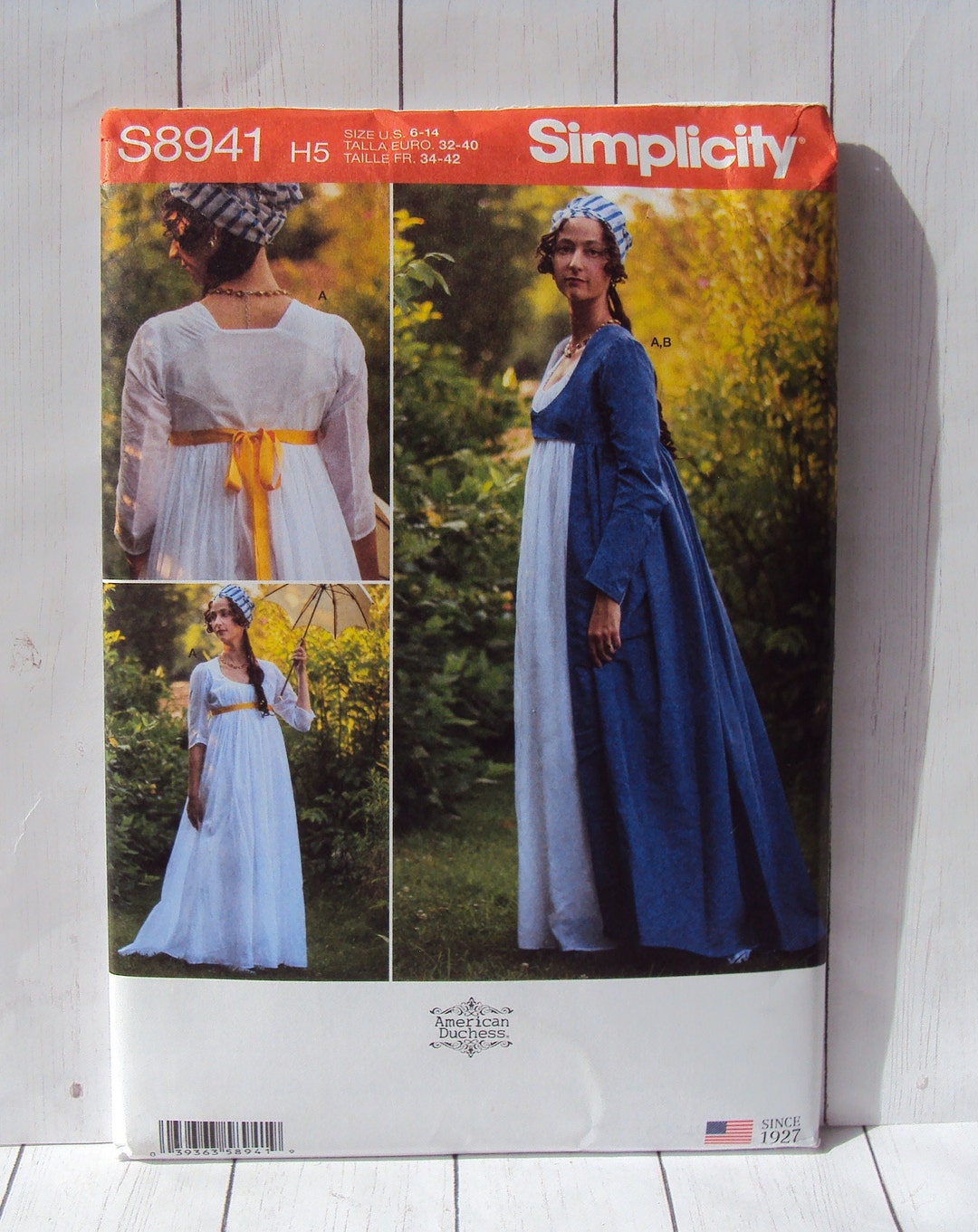 Simplicity Sewing Pattern 8941 Misses Regency Gown & Coat Empire Waist ...