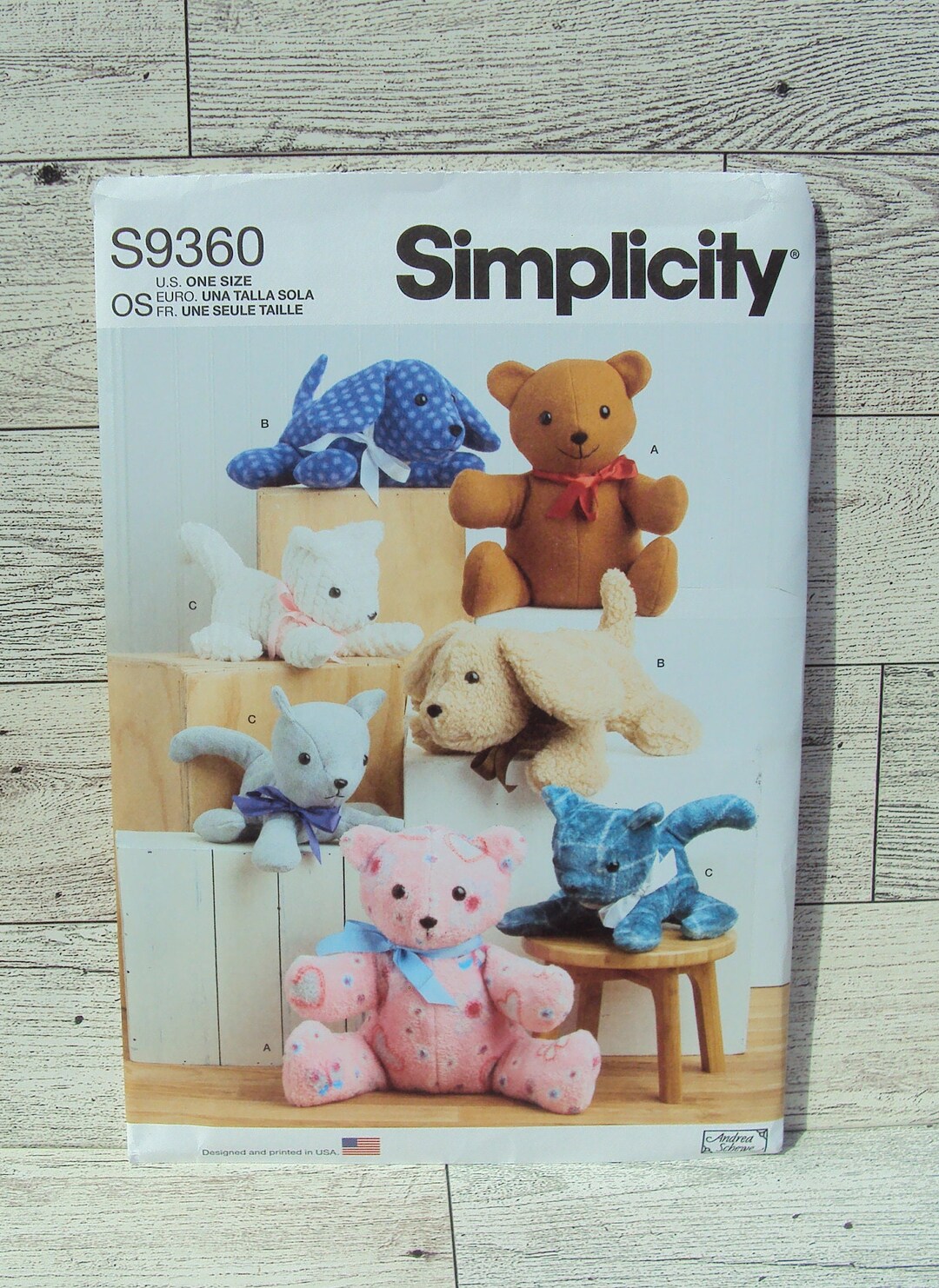 Simplicity Sewing Pattern 9360 Plush Stuffed Teddy Bear, Puppy Dog ...