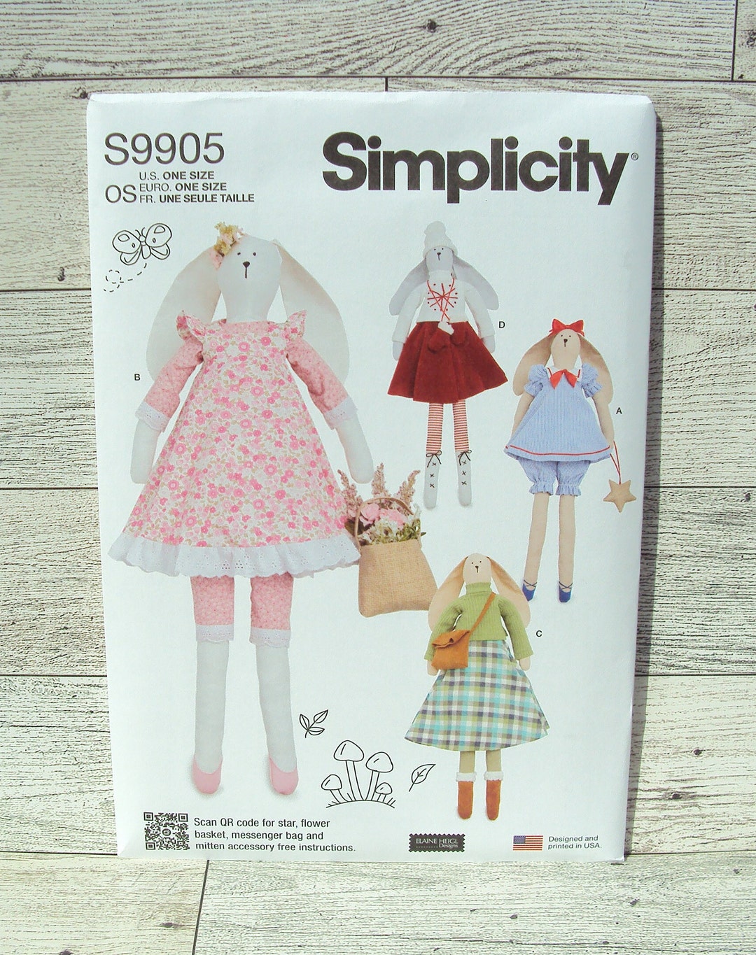 Simplicity Sewing Pattern 9905 Slender 24 Plush Toy Bunny and Clothes ...