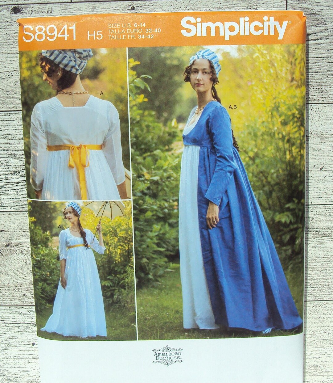 Simplicity Sewing Pattern 8941 - Womens Regency Era Dress - Empire ...