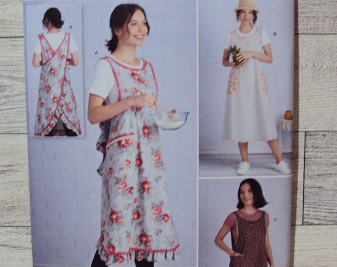Daisy Kingdom Simplicity 7481 Wrap Around Apron Pattern Criss Cross Backn Sundress Womens Sewing