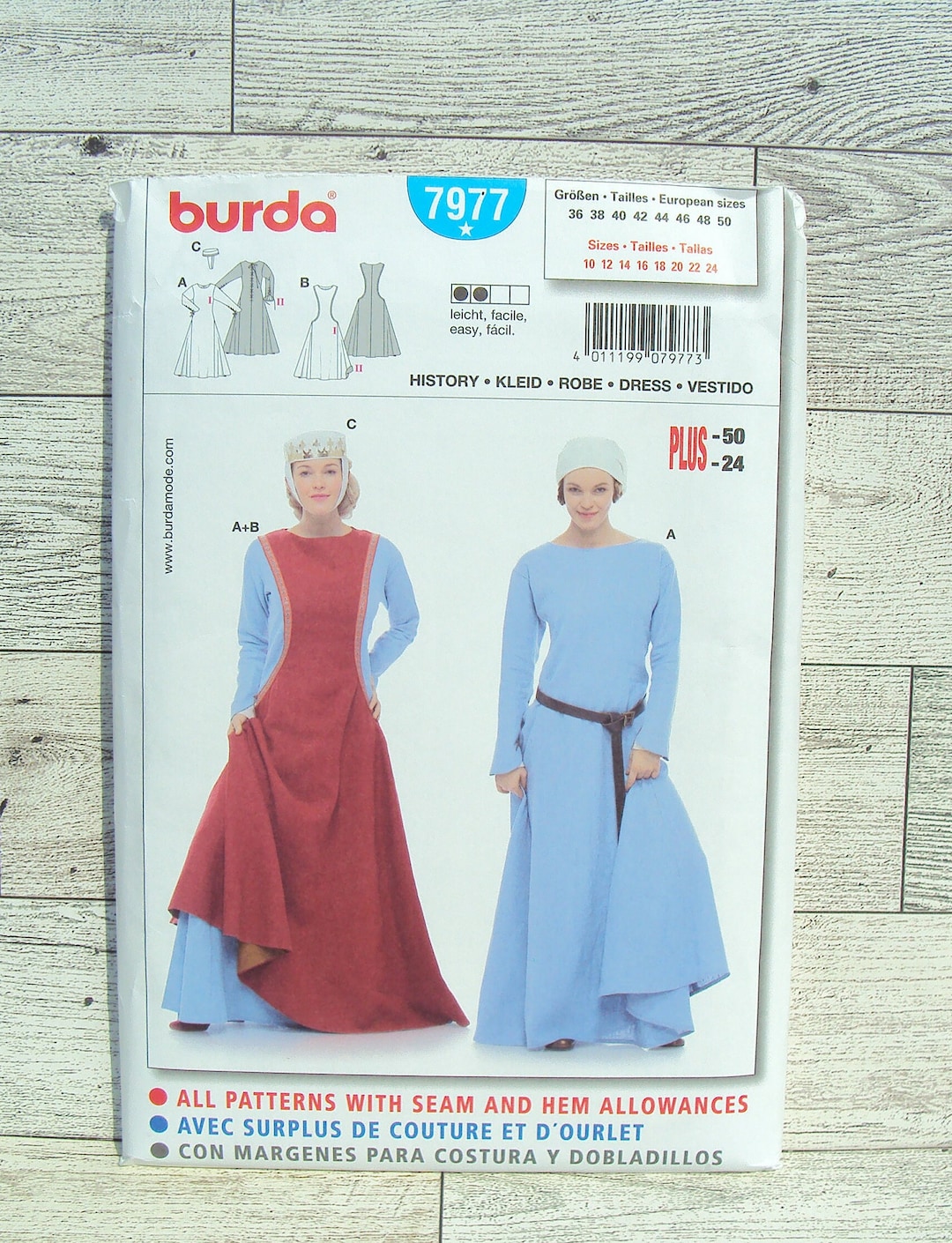 Burda Sewing Pattern 7977 Misses Medieval/renaissance/lord of the Rings ...
