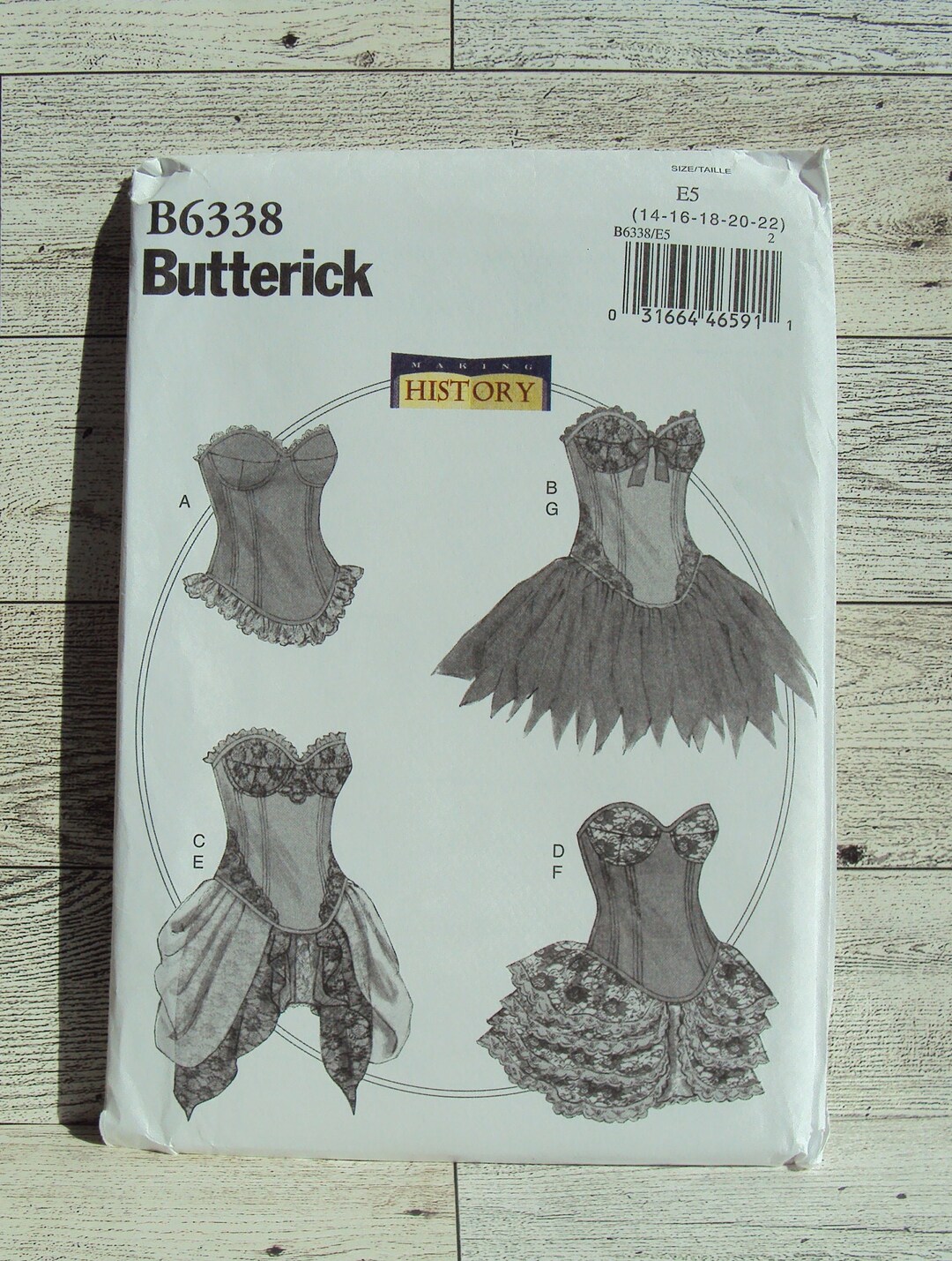Butterick Sewing Pattern 6338 - Misses Lined Boned Corset With Skirt ...