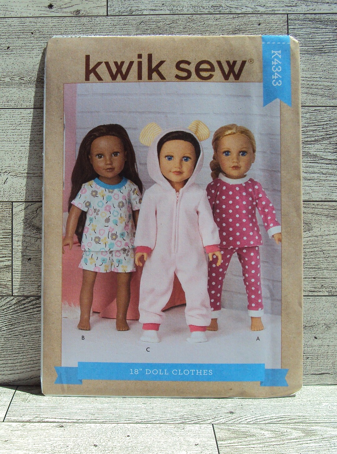 Kwik Sew Sewing Pattern 4343 - Clothes for 18" Dolls - Knit Pajamas and ...