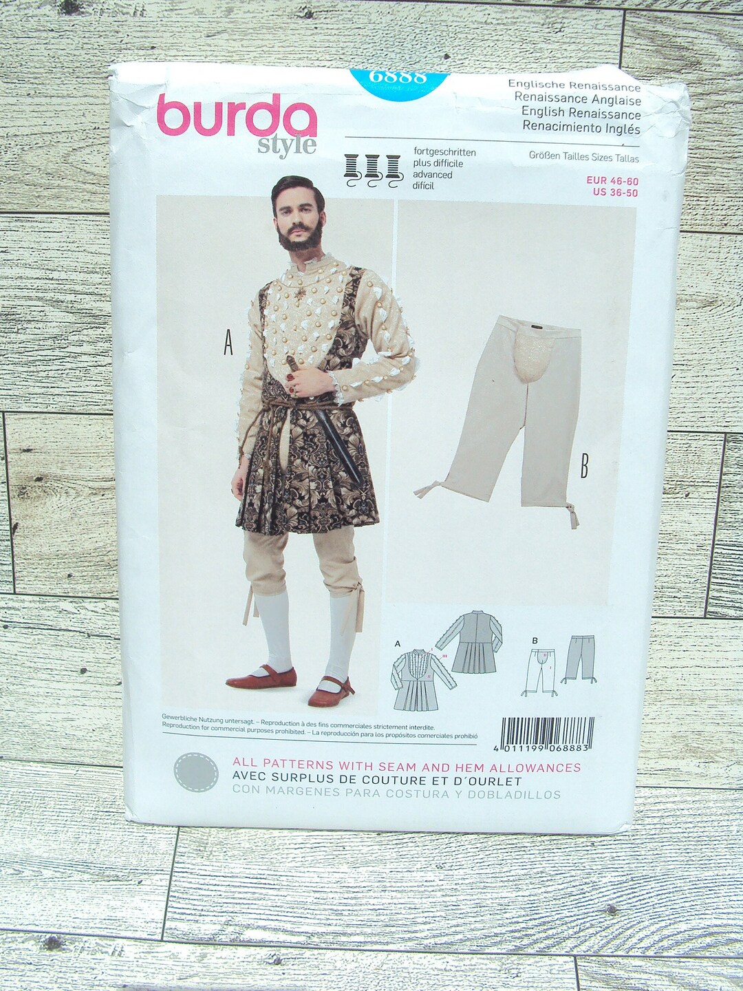Burda Sewing Pattern 6888 - King Henry VIII Renaissance Costume -tunic ...