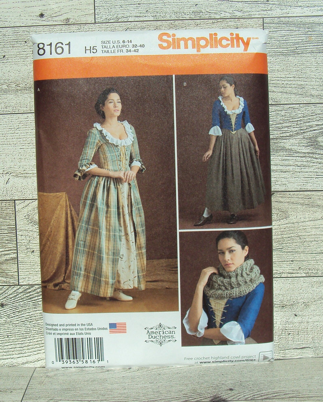 Simplicity Sewing Pattern 8161 Misses 18th Century Scots, Outlander ...