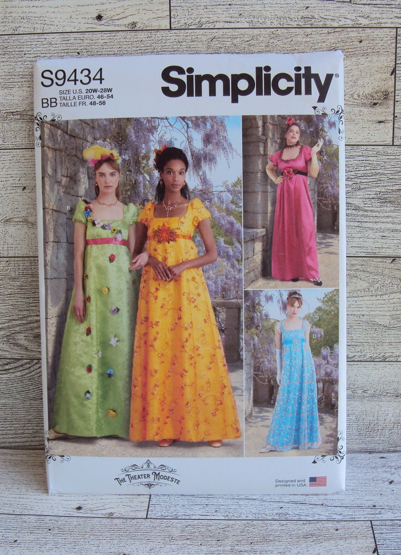 Simplicity Sewing Pattern 9434 Misses Regency Era Style Dresses ...