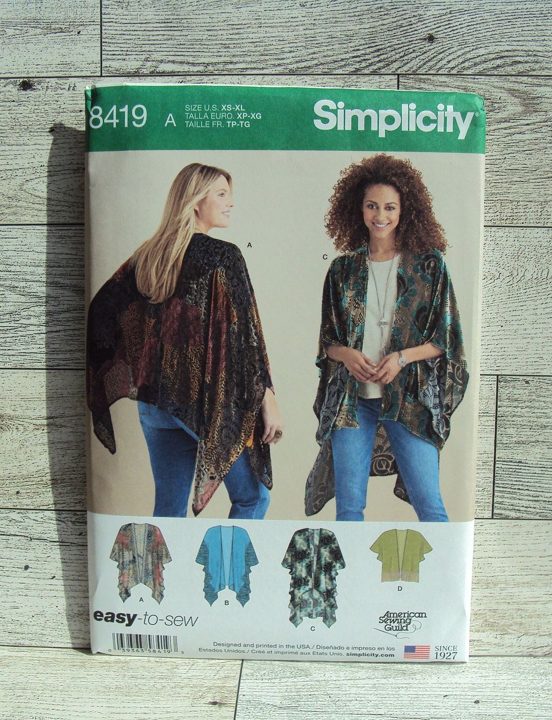Simplicity Sewing Pattern 8419 - Misses Kimono Style Wraps With Length ...