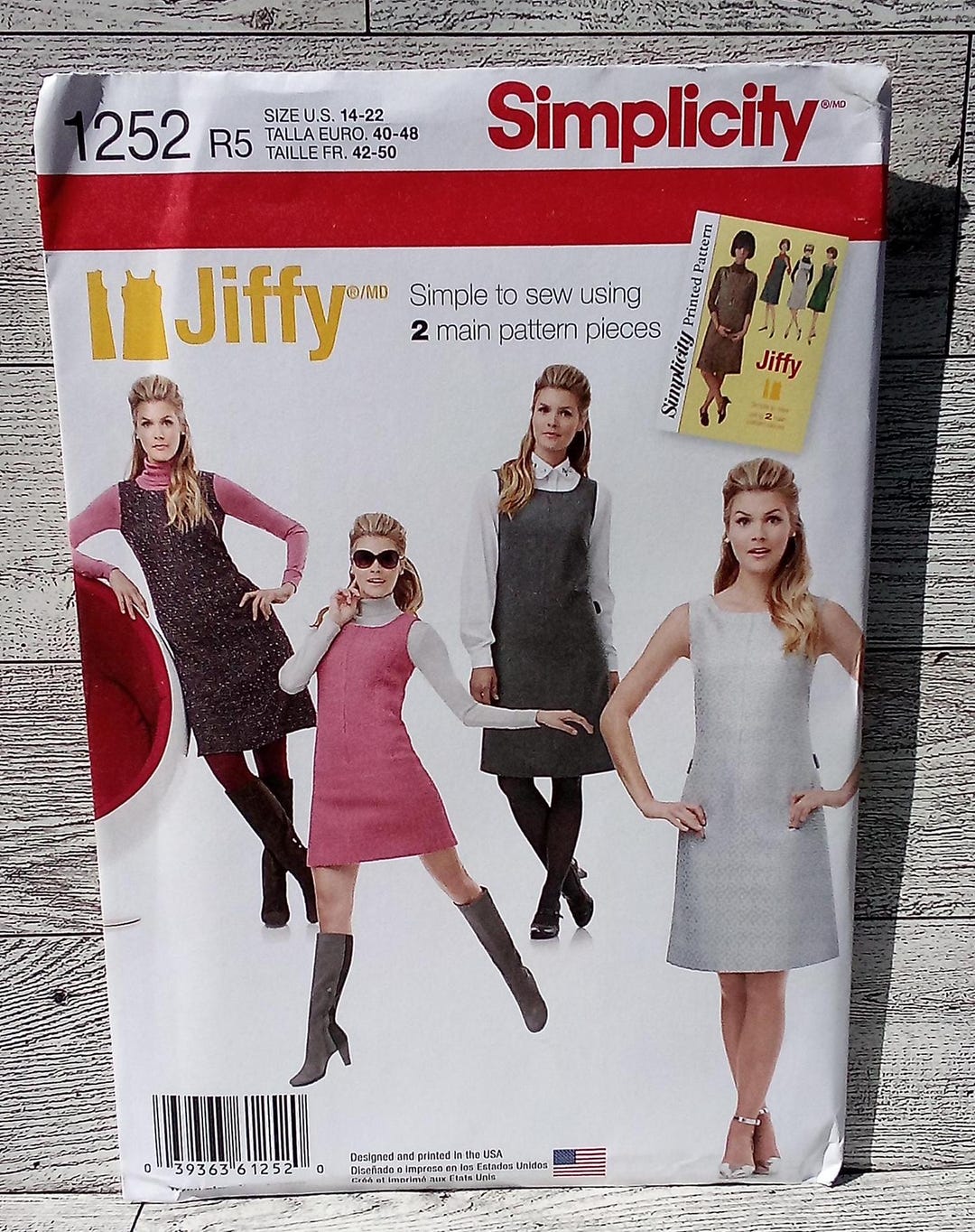 Simplicity Sewing Pattern 1252 - Misses Vintage Retro Dress or Jumper ...