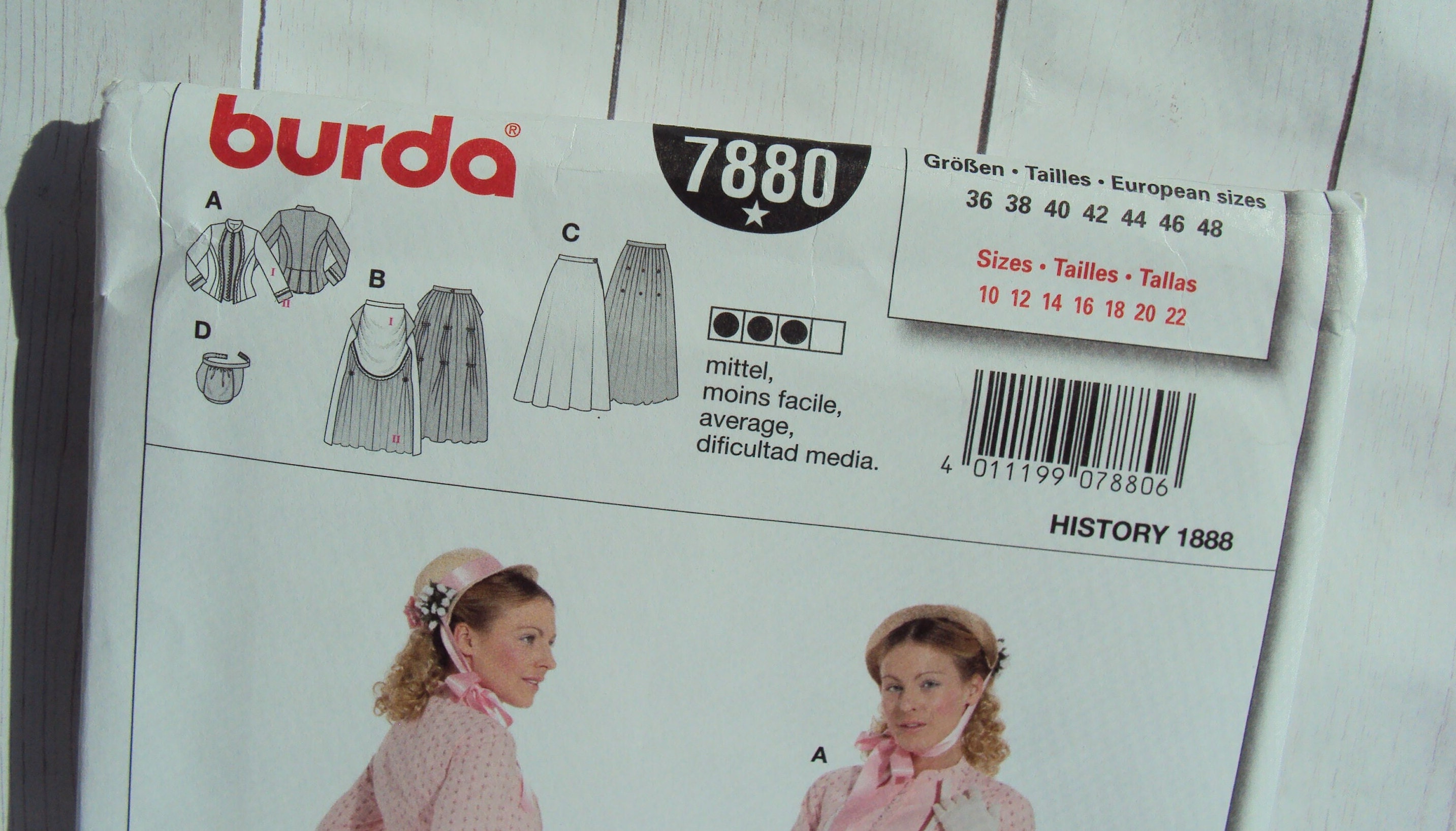 Burda Sewing Pattern 7880 Misses Historic Victorian Bustle Dress Sizes ...