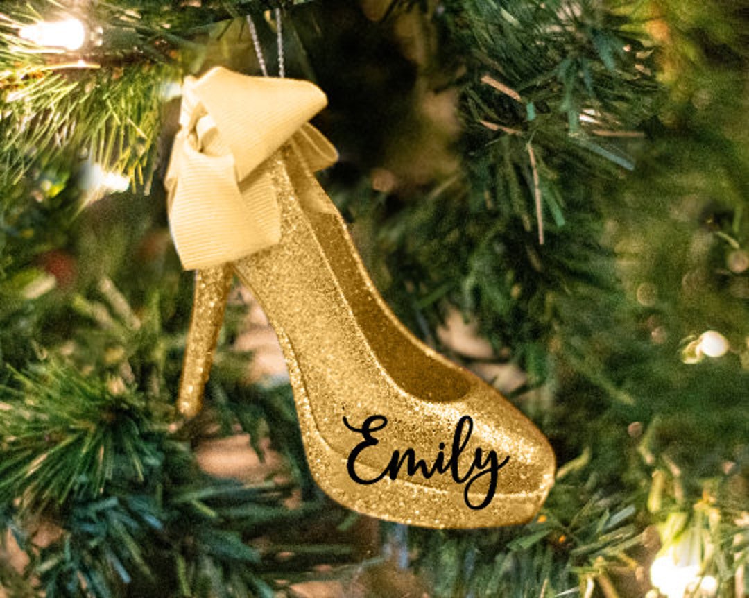 Personalized Gold High Heel Shoe Christmas Ornament | Shoe Lover ...