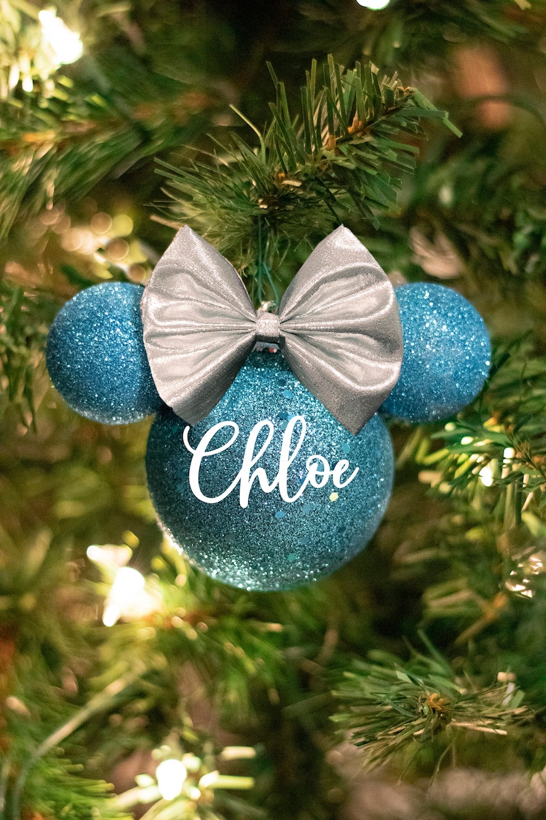 Personalized Blue Glitter Minnie Mouse/ Mickey Mouse Disney | Etsy