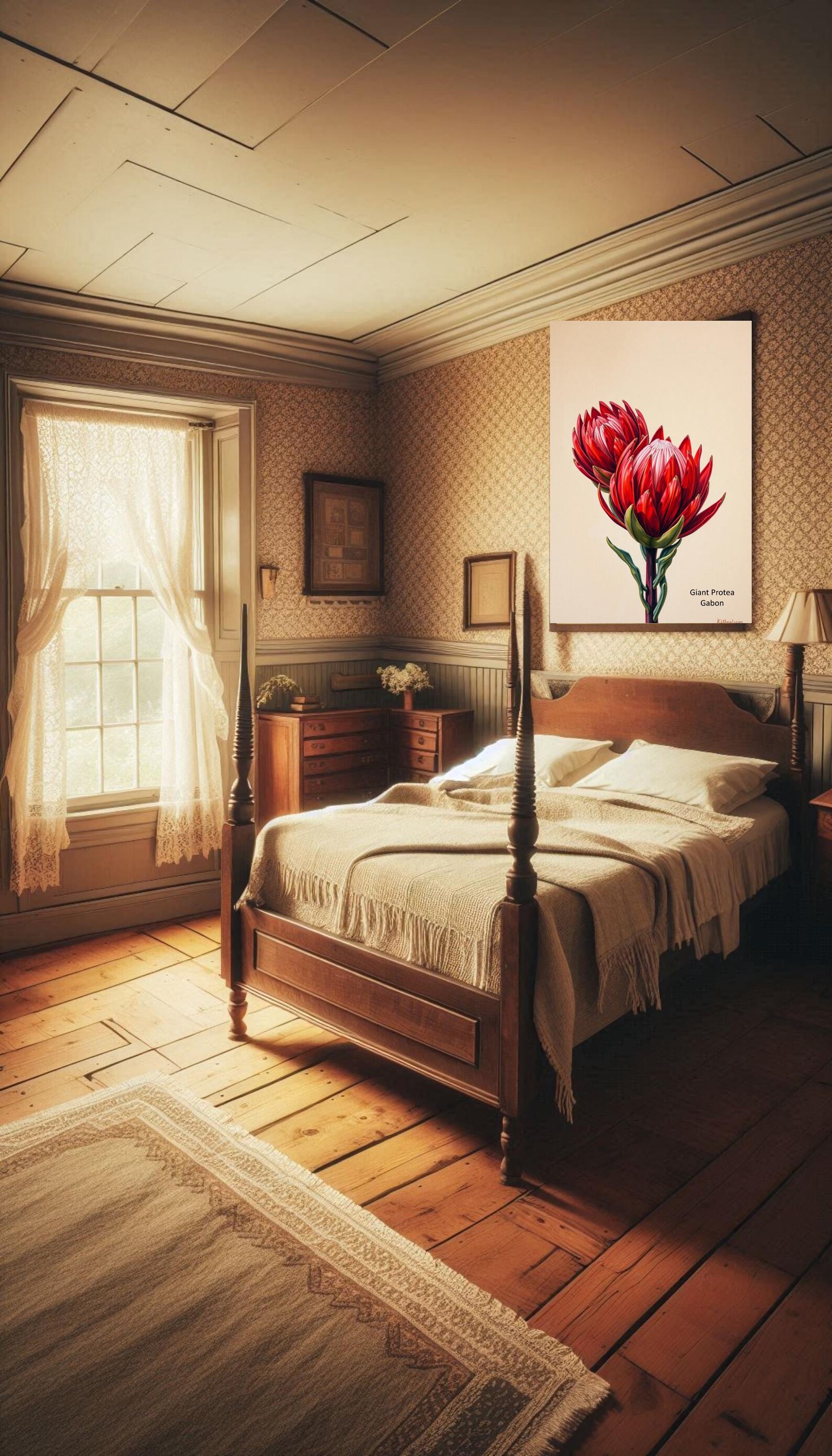 Gabon Printable Flower Protea Cynaroides Art Print, Giant Protea Floral ...