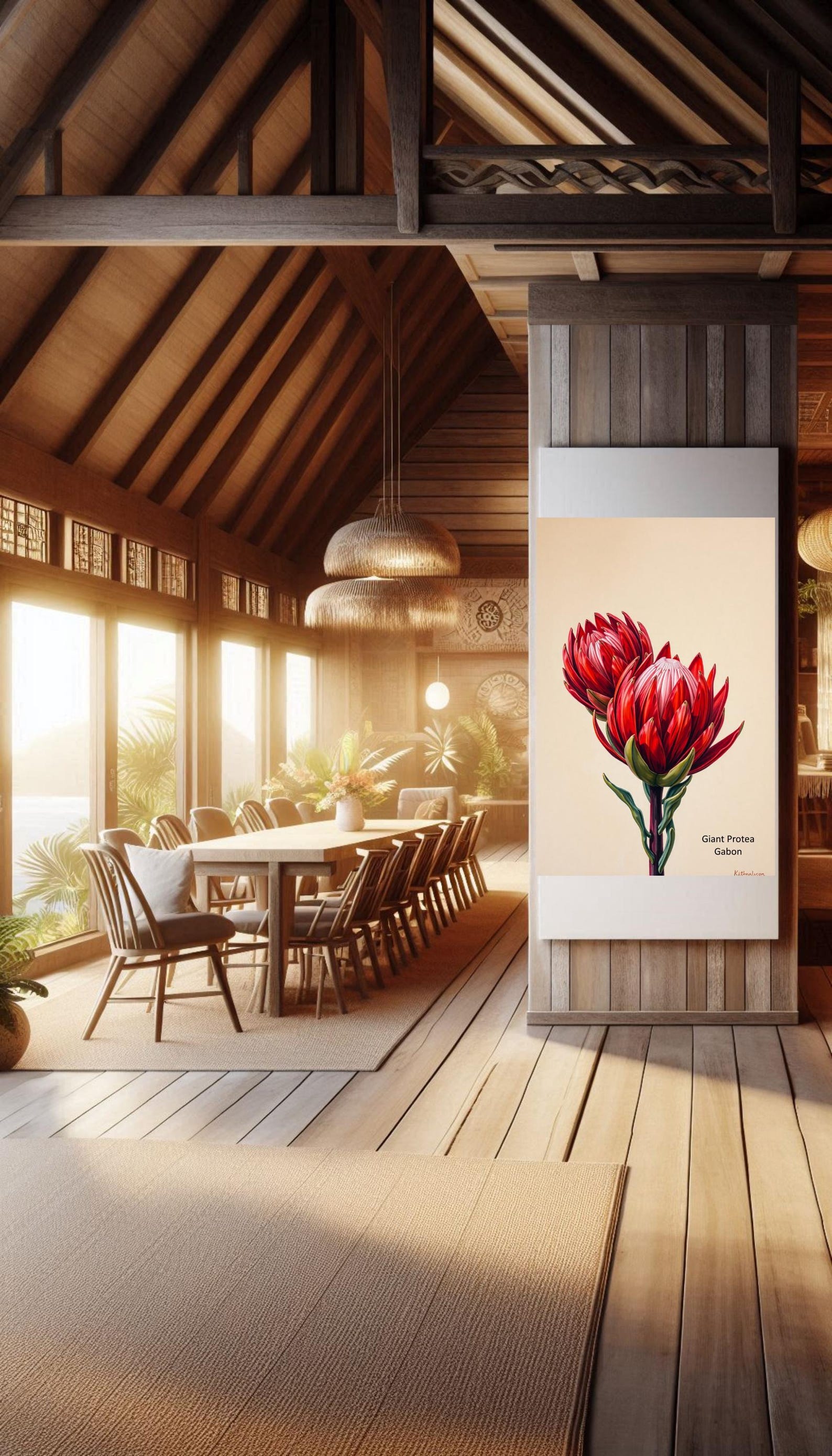 Gabon Printable Flower Protea Cynaroides Art Print, Giant Protea Floral ...