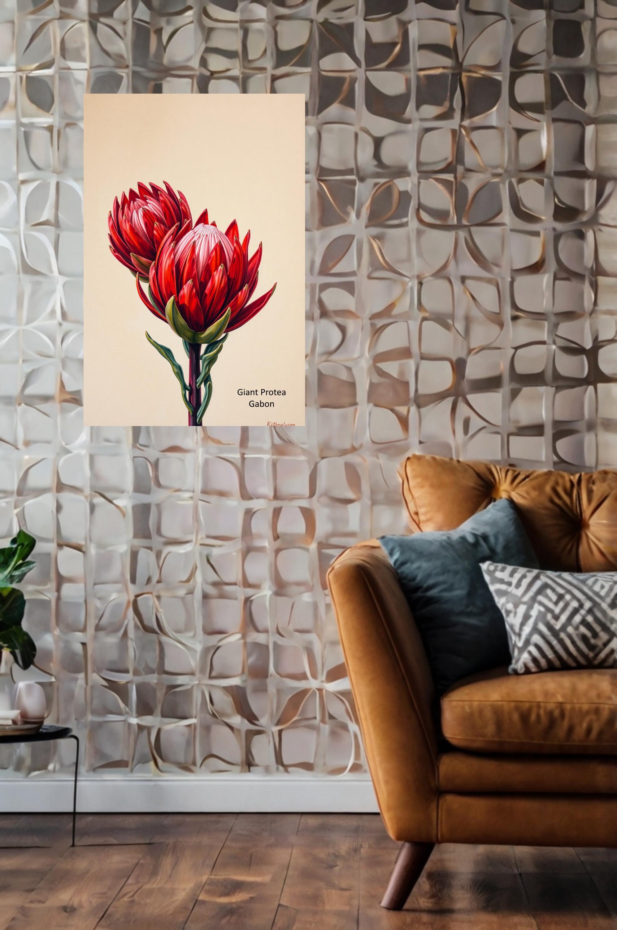 Gabon Printable Flower Protea Cynaroides Art Print, Giant Protea Floral ...
