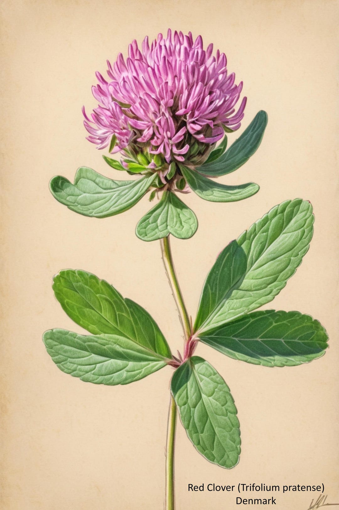 Red Clover Botanical Print – Trifolium Pratense | Danish Wildflower ...