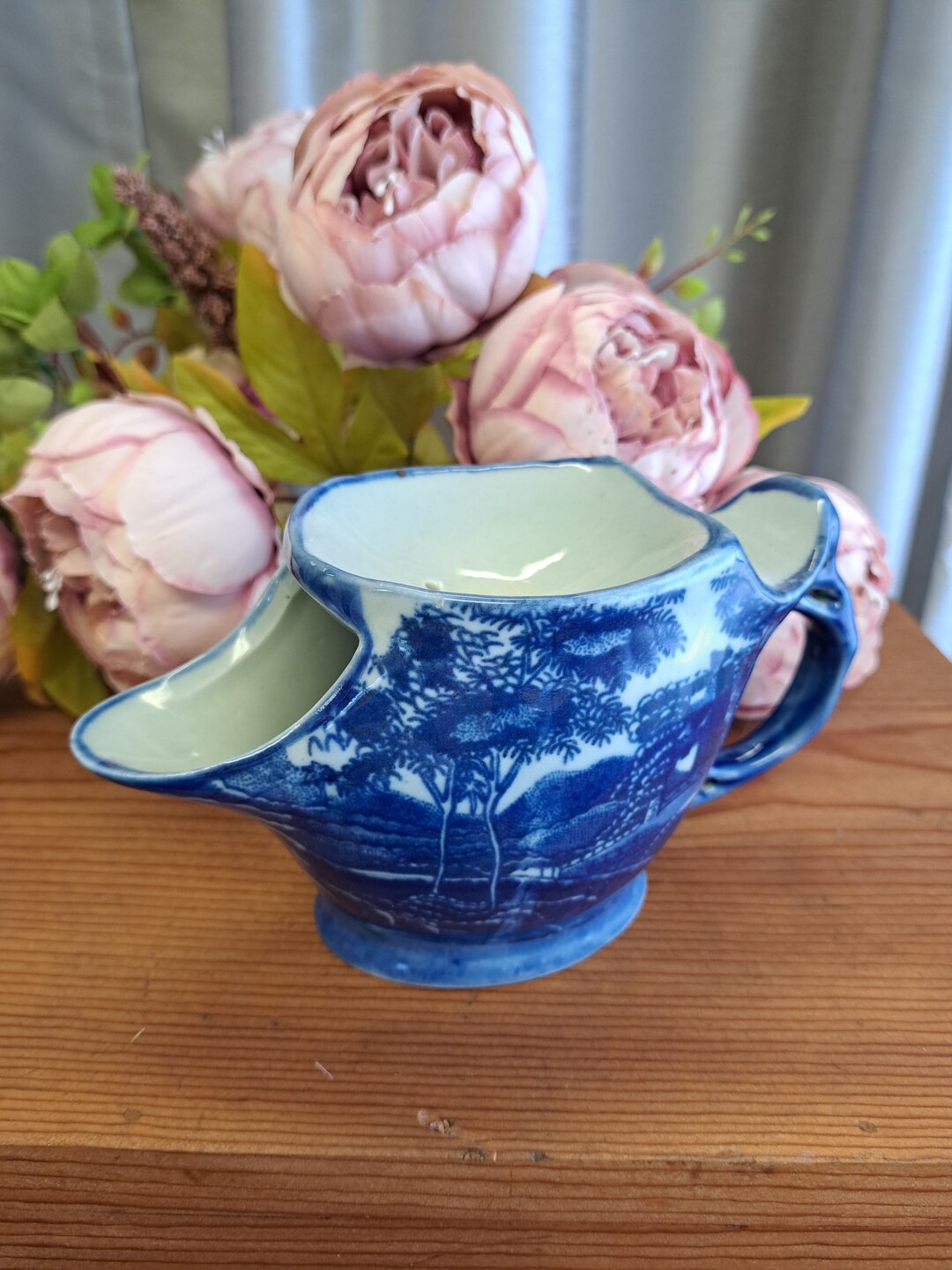 Early 1900's English Victoria Flow Blue Ironstone Shaving Scuttle Mug ...
