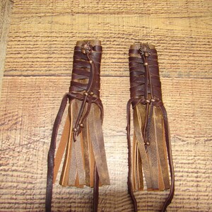 Native American Style Fringed Deerskin Leather Hair Wraps, Wolf ...