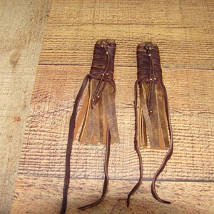 Native American Style Fringed Deerskin Leather Hair Wraps, Wolf ...